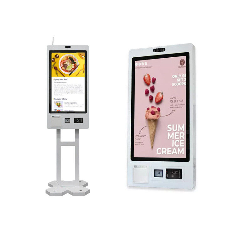 Indoor Restaurant Ordering Kiosk 1920*1080P Resolution Wall Mounted ...
