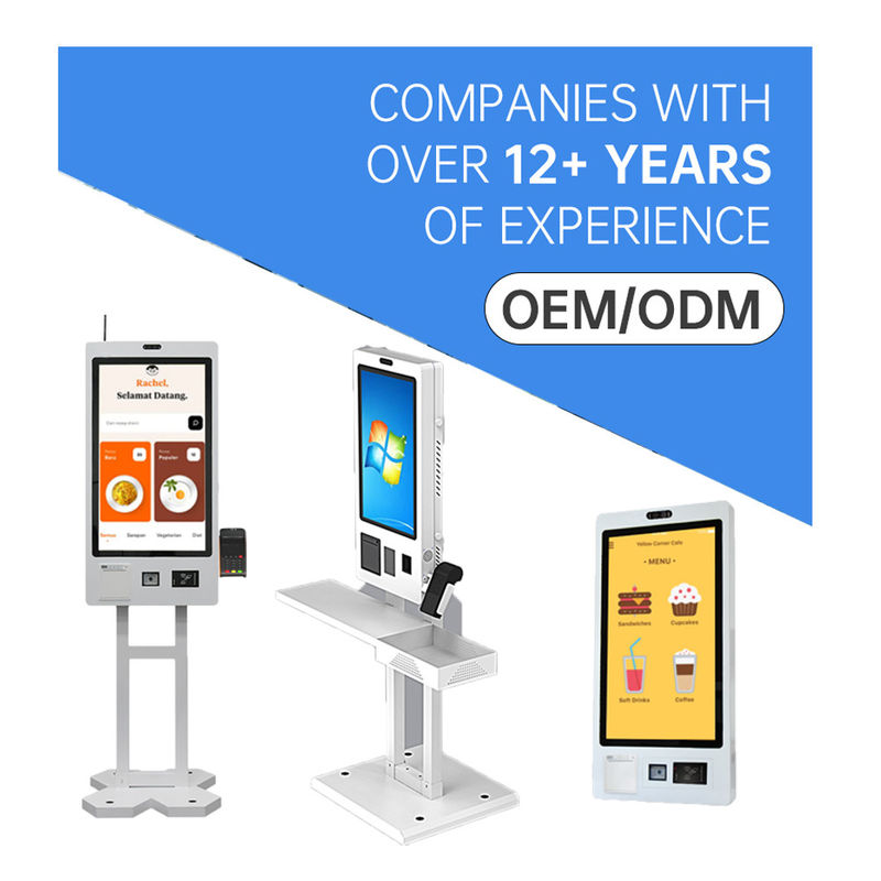 QR Code Scanner Airport 27" Self Order Kiosk Machine Touchscreen Self Ordering Kiosk