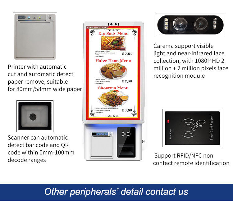 Customizable Desktop Self Ordering Kiosk With Ticket Printing And ...