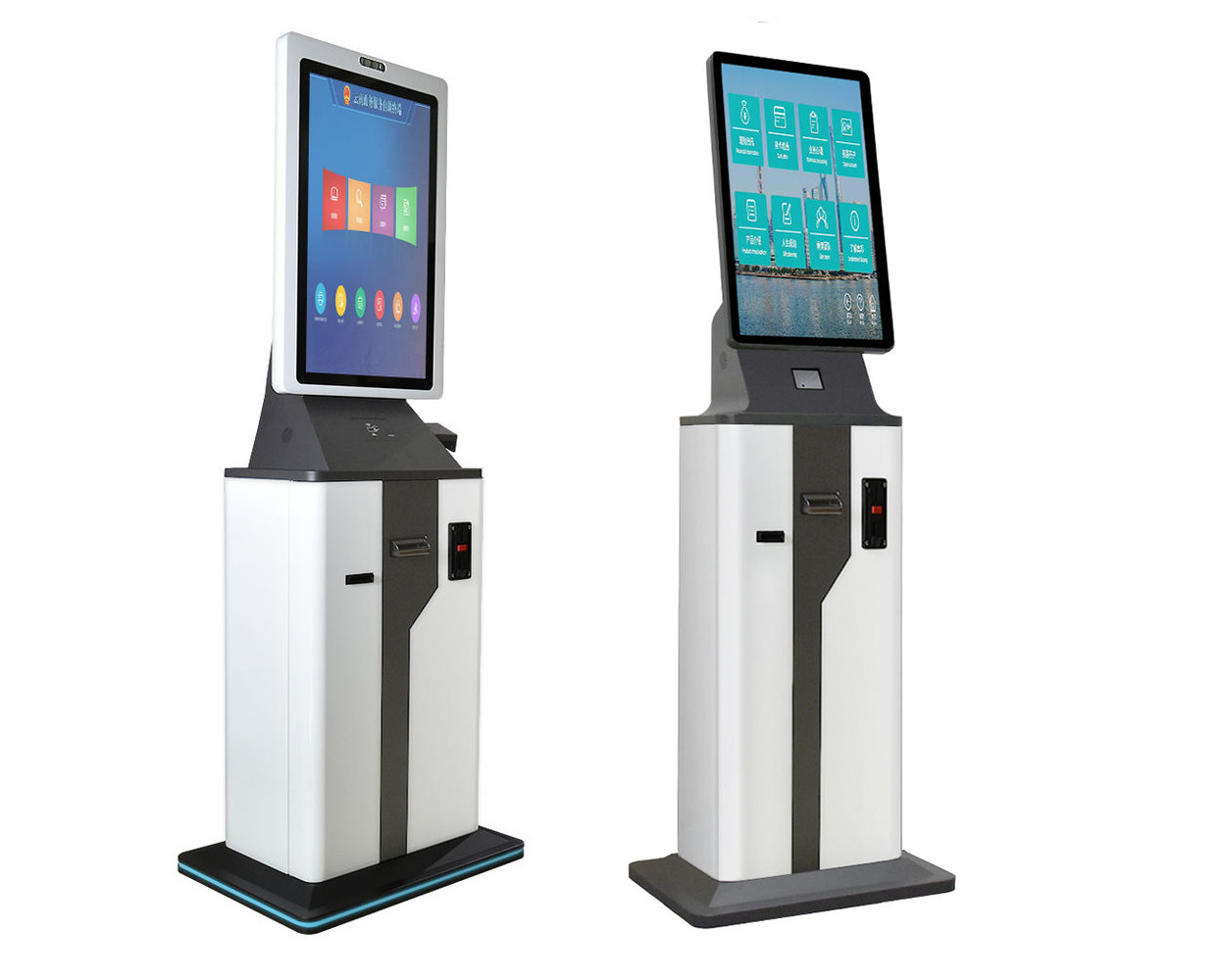 Online Access Airport Check In Kiosk System With Card Reader And Printer
