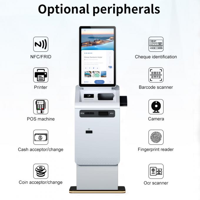 Self Service Kiosk Touch Screen Floor Standing Card Reader Cash Coin ...