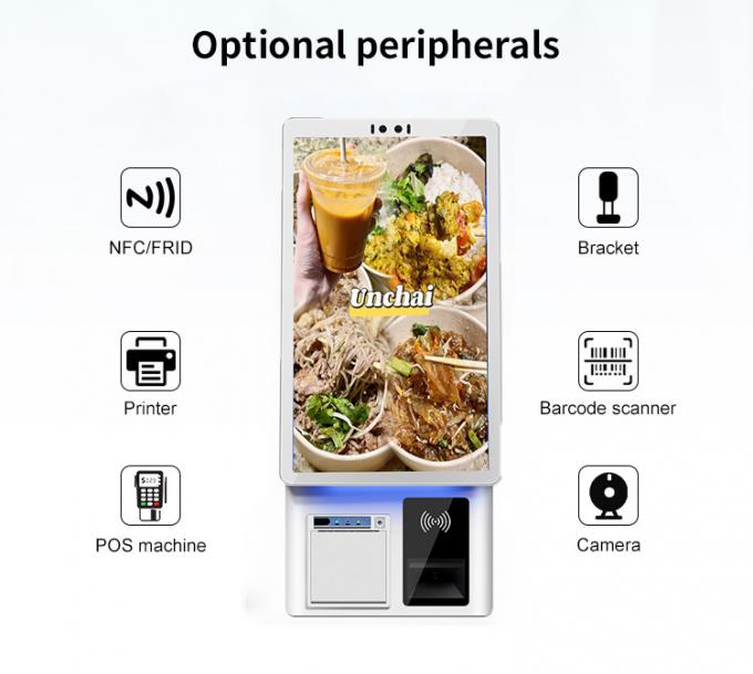 1920*1080P White Restaurant Ordering Kiosk with High Resolution Touch ...